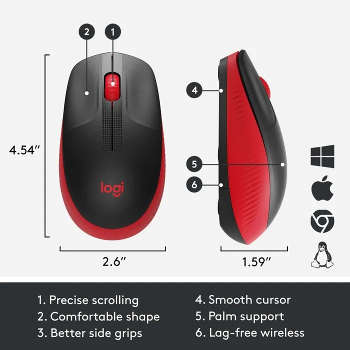 Logitech M190 Wireless Mouse, 18-Month Battery, USB Receiver, Precise Cursor Control + Scrolling ...