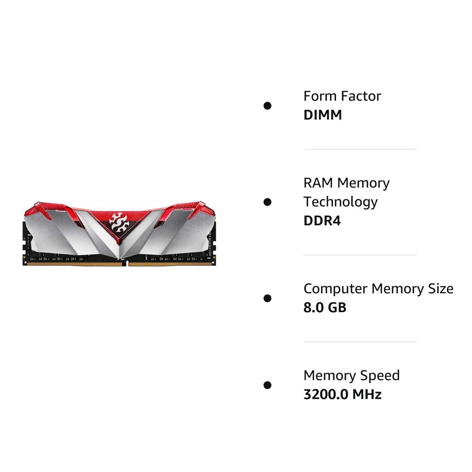 XPG ADATA GAMMIX D30 DDR4 8GB (1x8GB) 3200MHz U-DIMM Desktop Memory ...